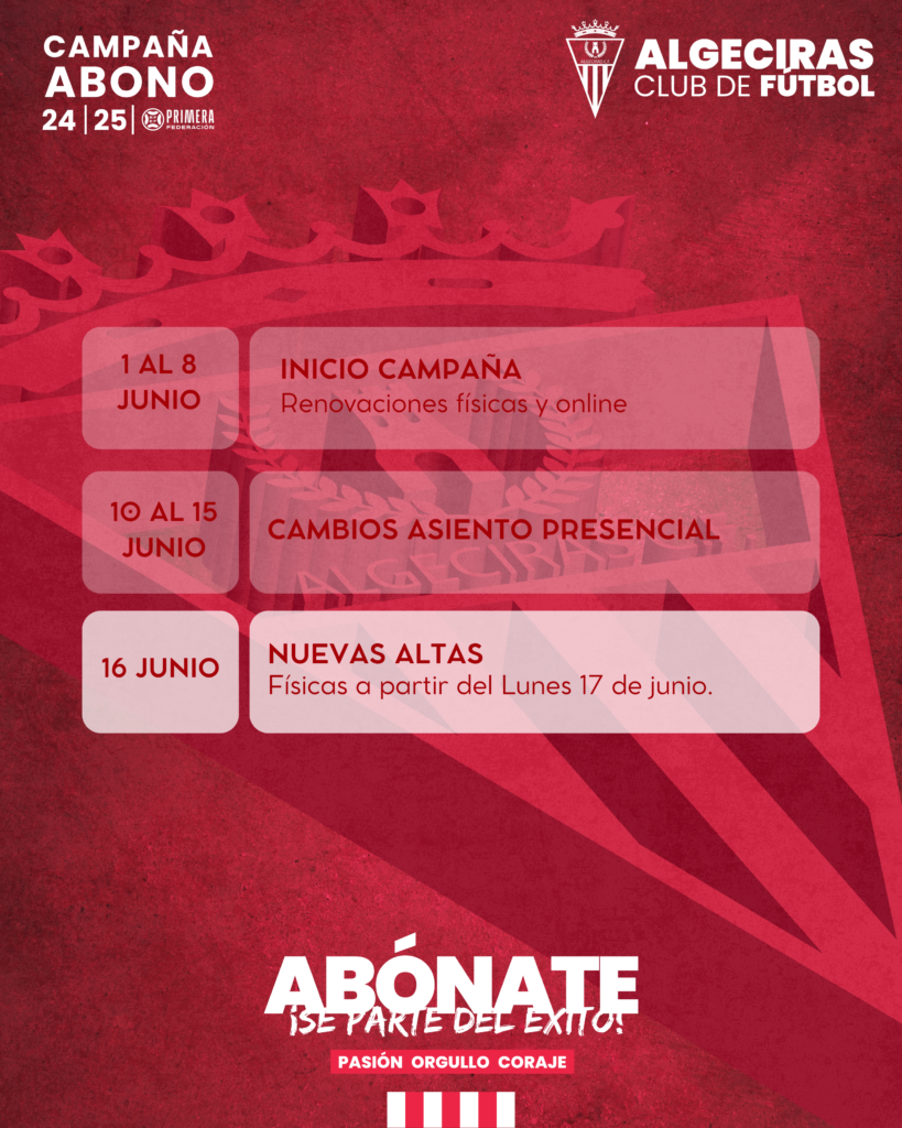 INFORMACIÓN CAMPAÑA DE ABONOS: NUEVAS ALTAS | Algeciras C.F.
